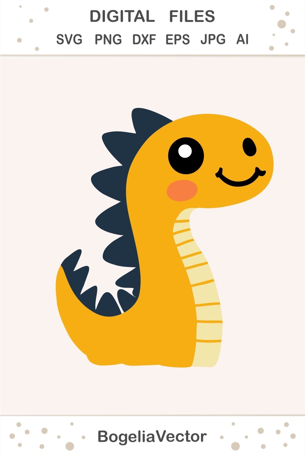 Dino Svg Cut file, Cute Dinosaur Png