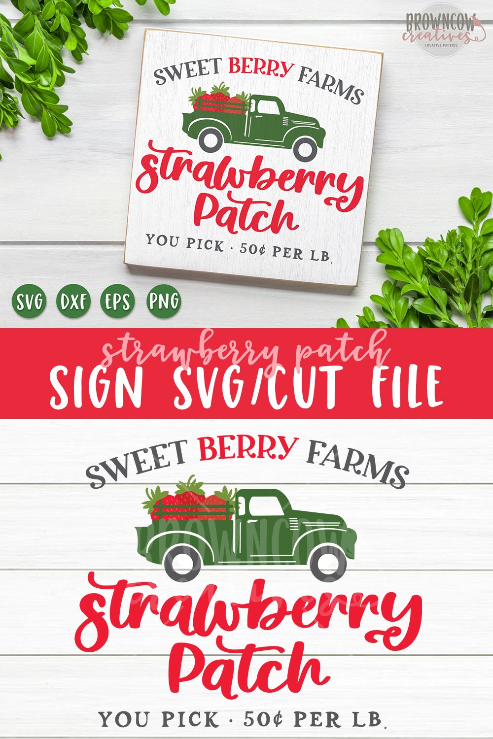 Strawberry Patch Summer Farmhouse SVG/Cut File