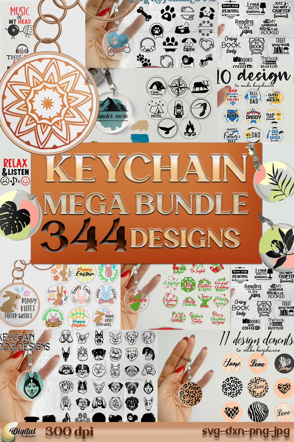 Keychain MEGA bundle. Round key ring SVG designs