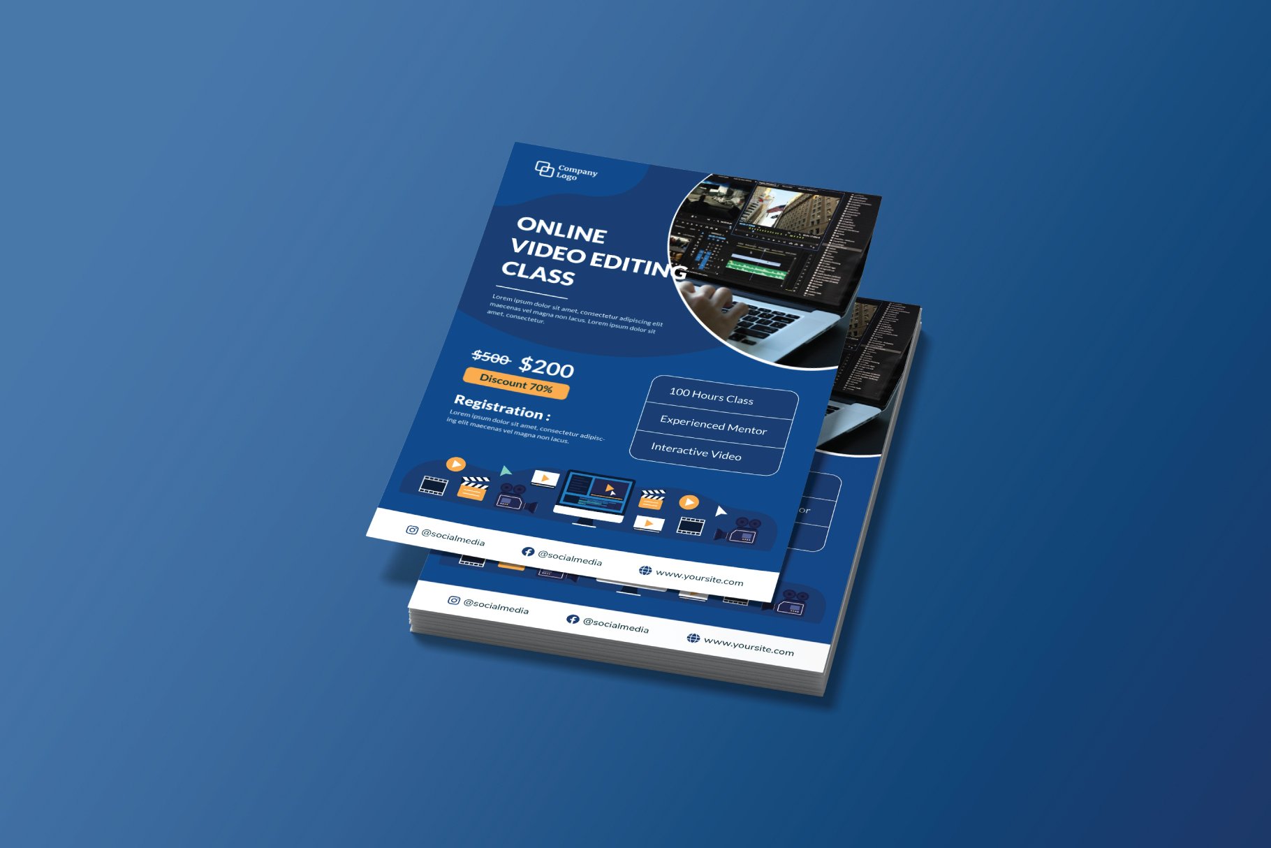 Online Video Editing Class Flyer Template