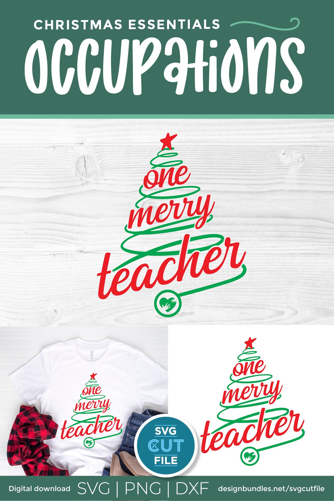 Teacher Christmas svg - One Merry Teacher Christmas svg