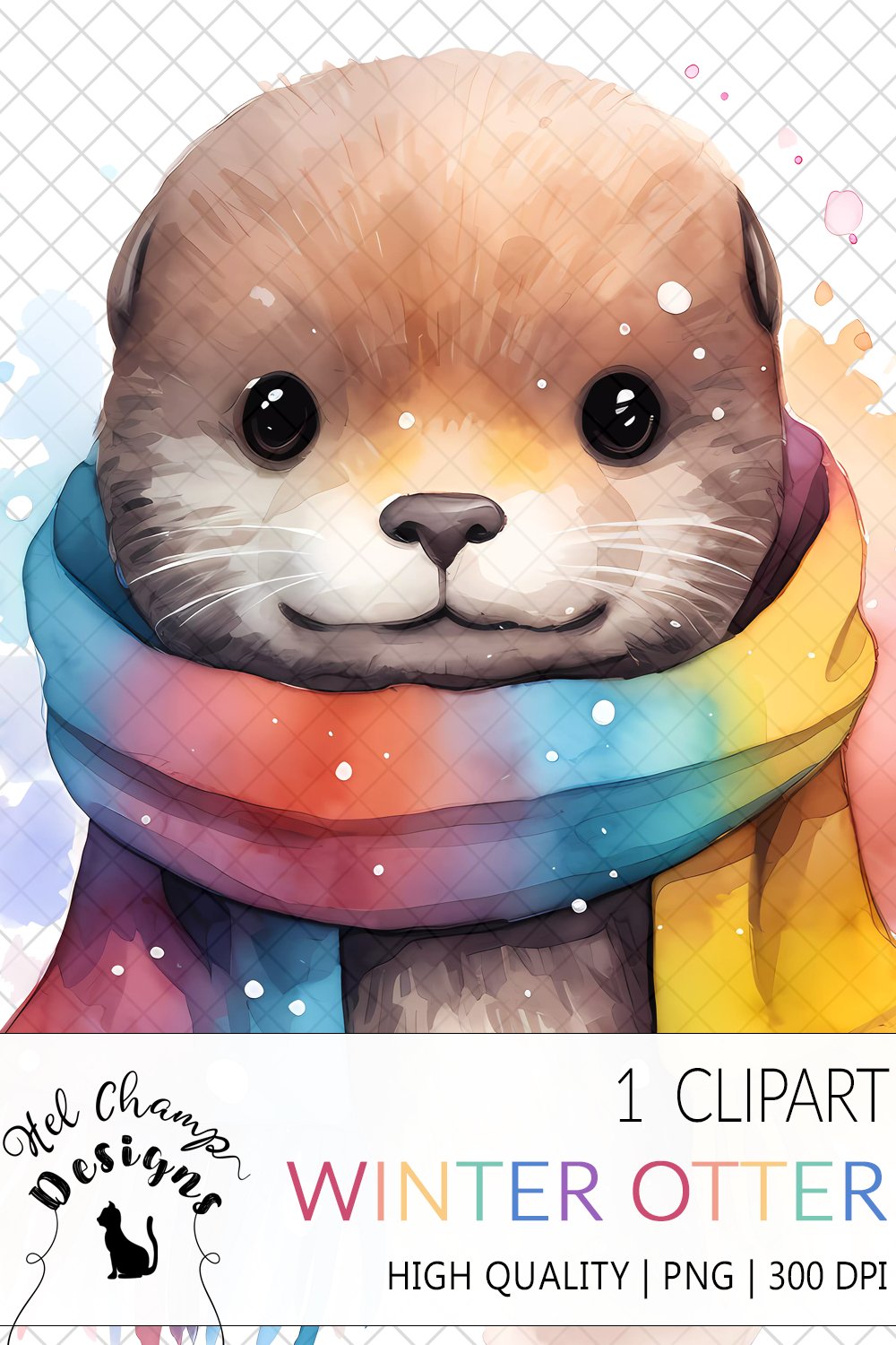 Winter cute otter rainbow transparent clipart