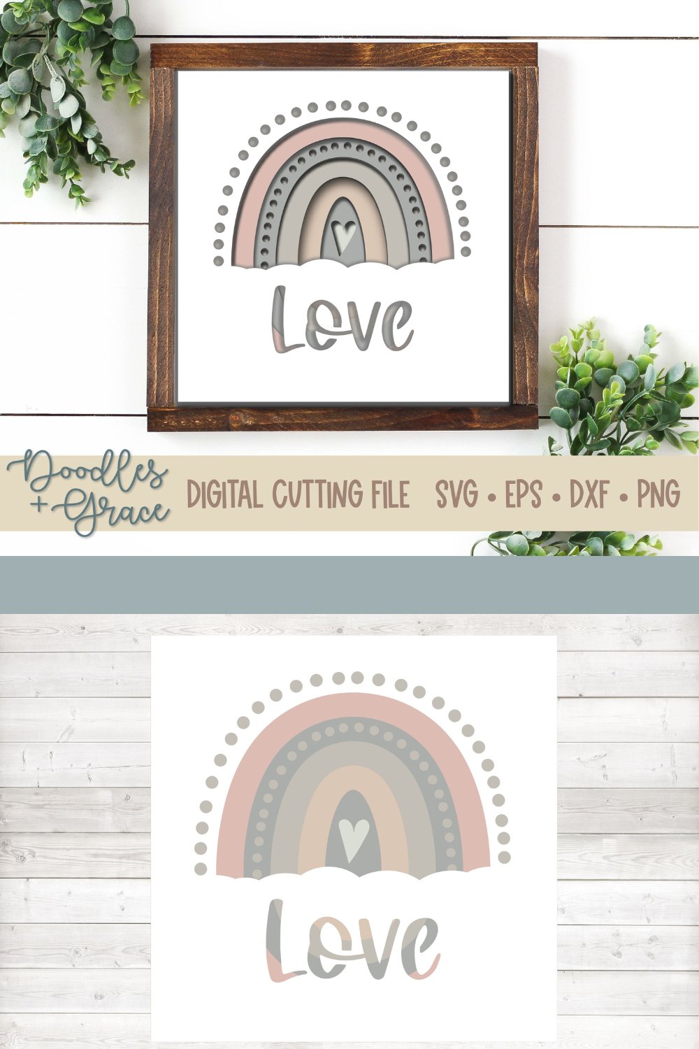 3D Layered Boho Rainbow Shadow Box SVG File
