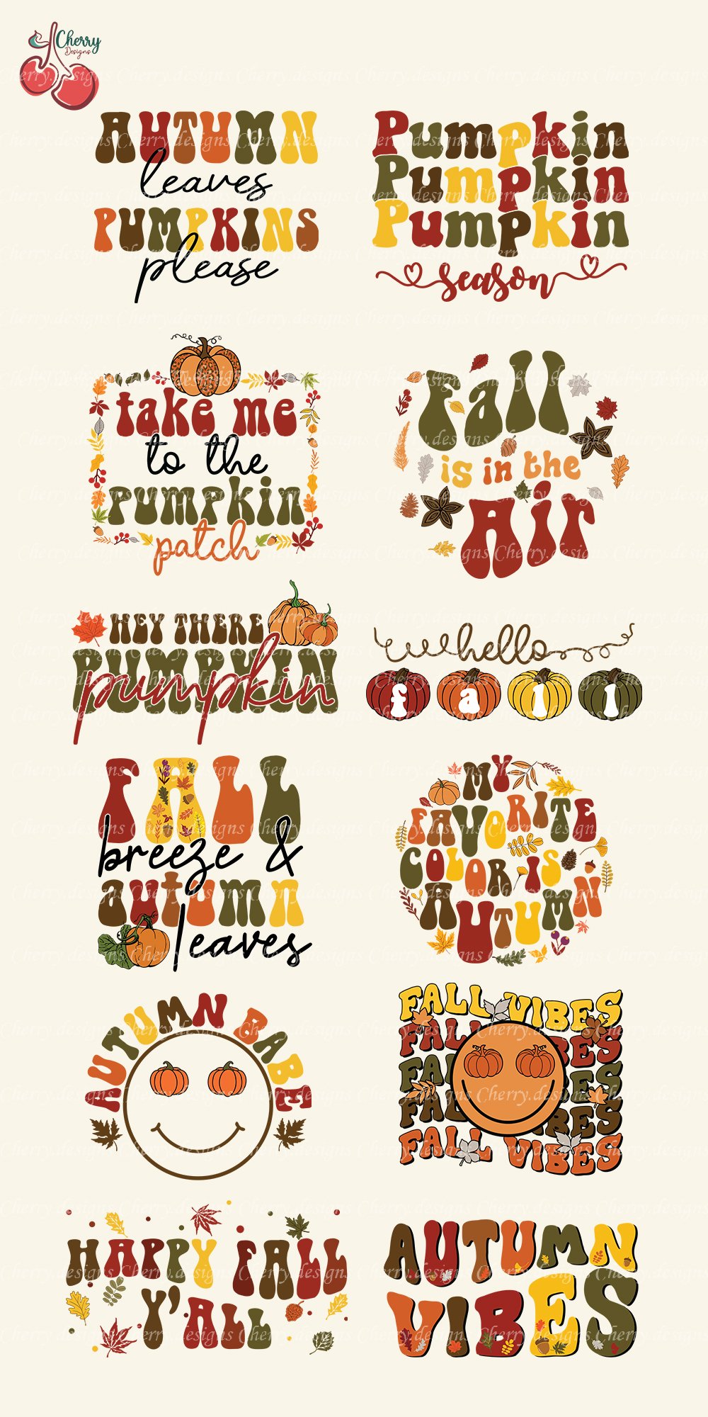 Fall Quotes Bundles 12 Files SVG, Autumn Pumpkin, Maple Leaf