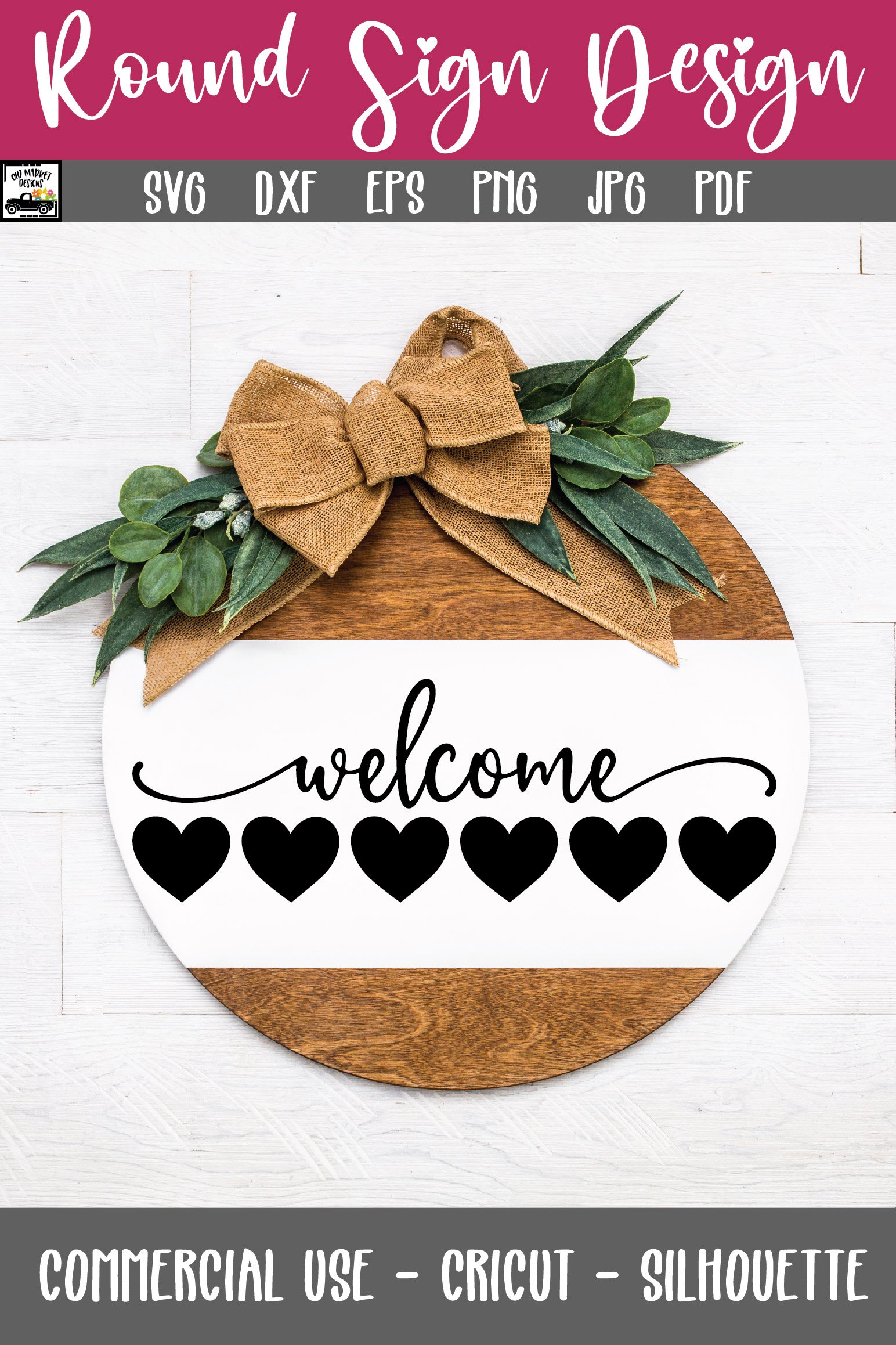 Valentine Welcome Sign SVG File| Round Door Sign SVG File