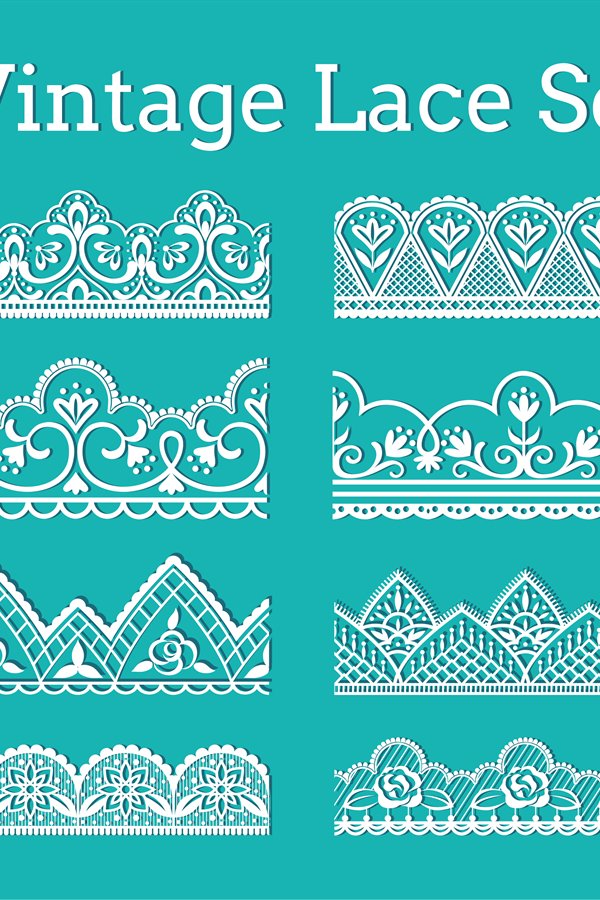 Lace borders. Seamless decorative frills with ornamental and