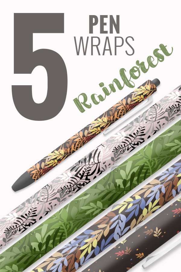 5 abstract reinforest print pen wrappers