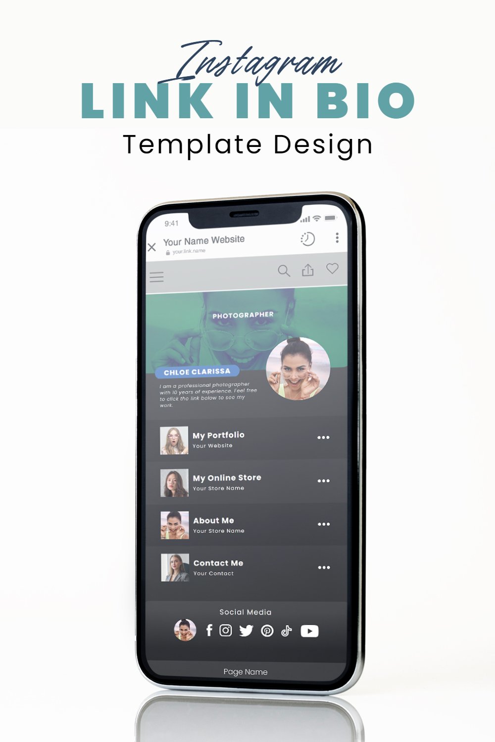 Instagram Link in Bio Page Template Design by Canva Vol. 01