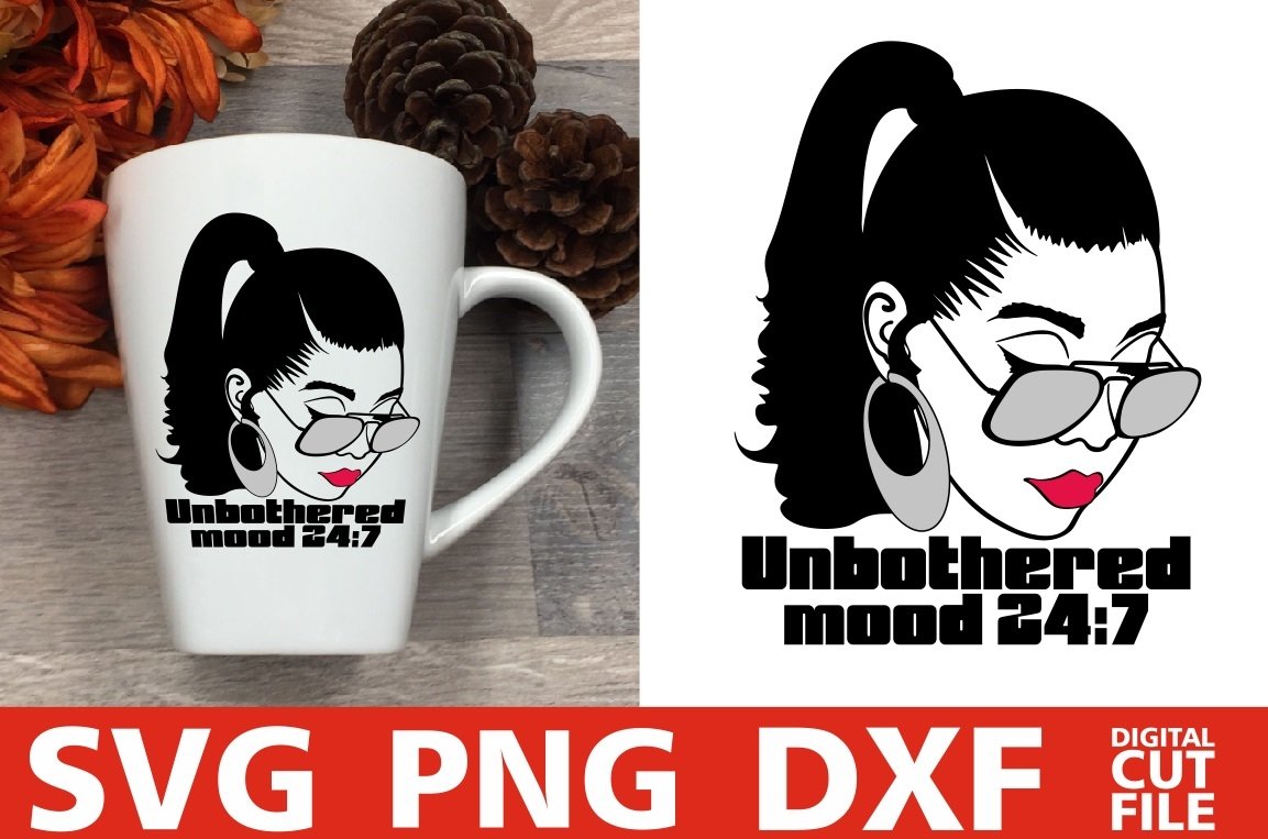 Unbothered svg, Mood svg, Woman in Glasses svg, (581025)