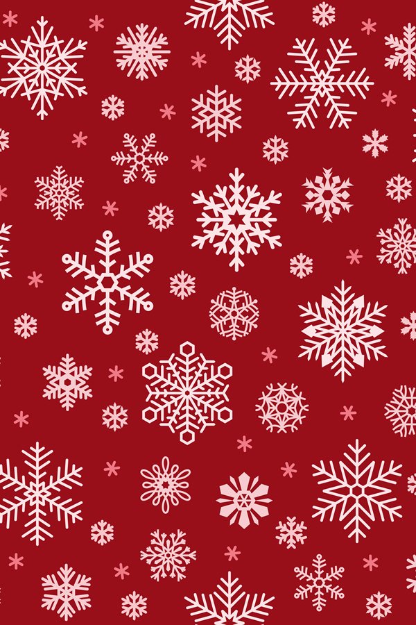 Snowflakes pattern. Christmas falling snowflake on red backd