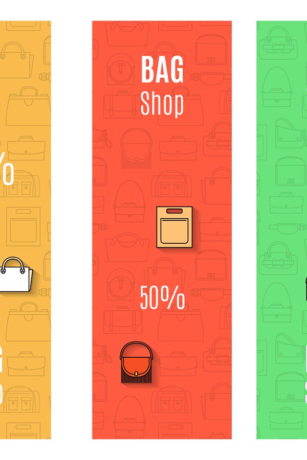 Bag shop vertical flyers set