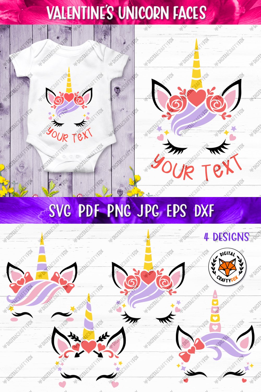 Unicorn SVG, Valentine Unicorn Face SVG, Unicorn Heart SVG