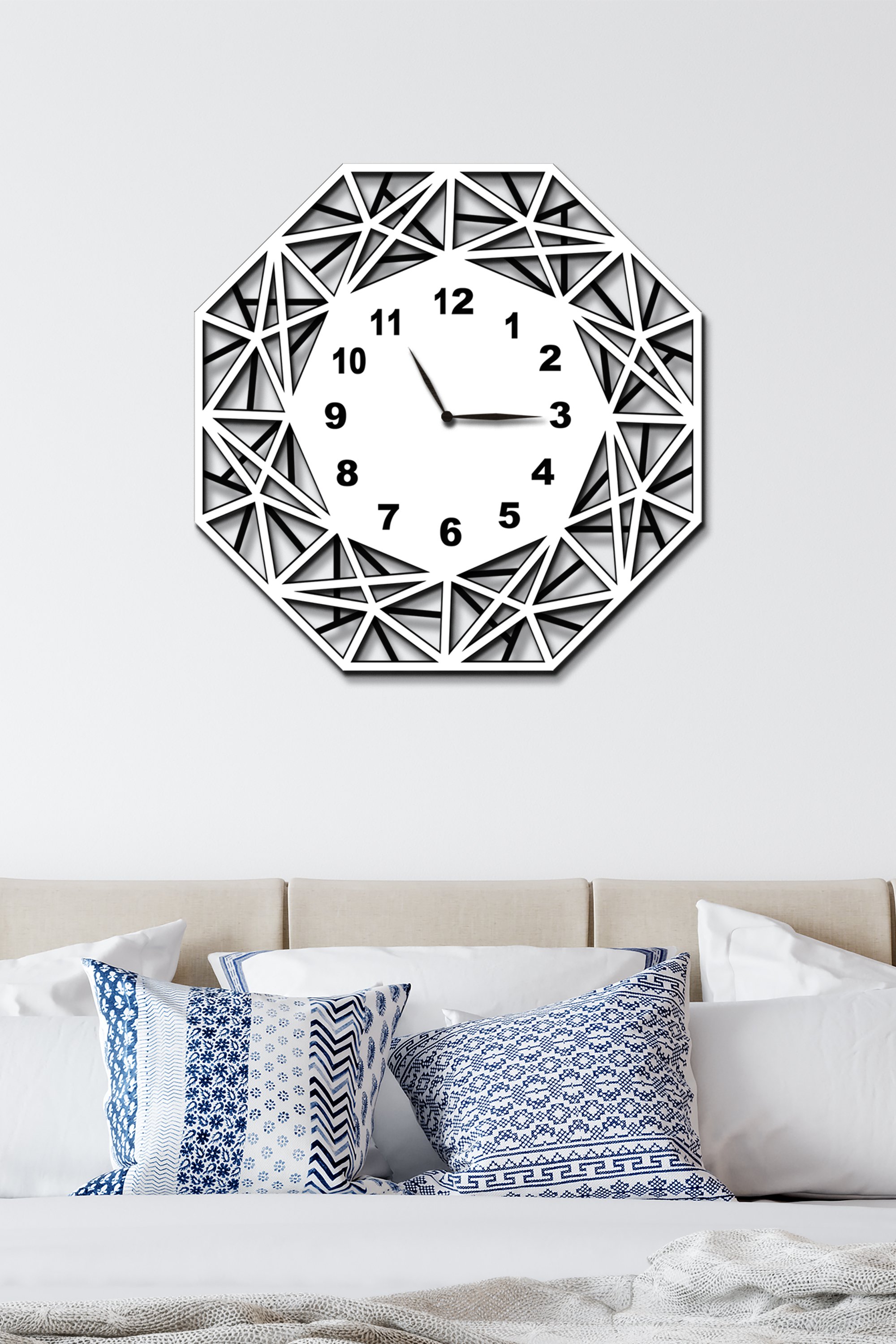 Multilayer Cut File CLOCK Wall Polygonal Laser Cut Wall