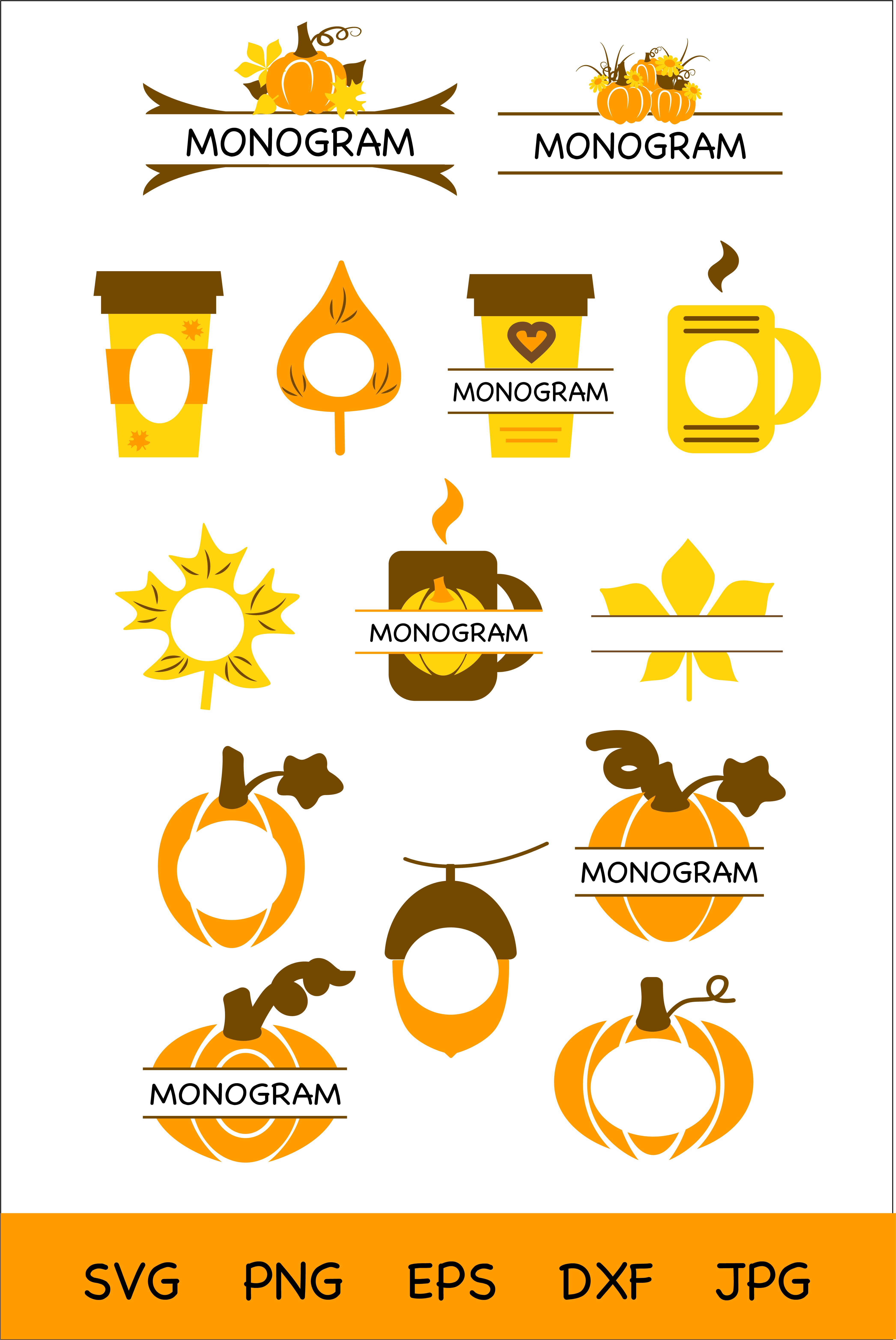 Fall Monogram. Monogram SVG.Monogram Frame. Monogram Bundle