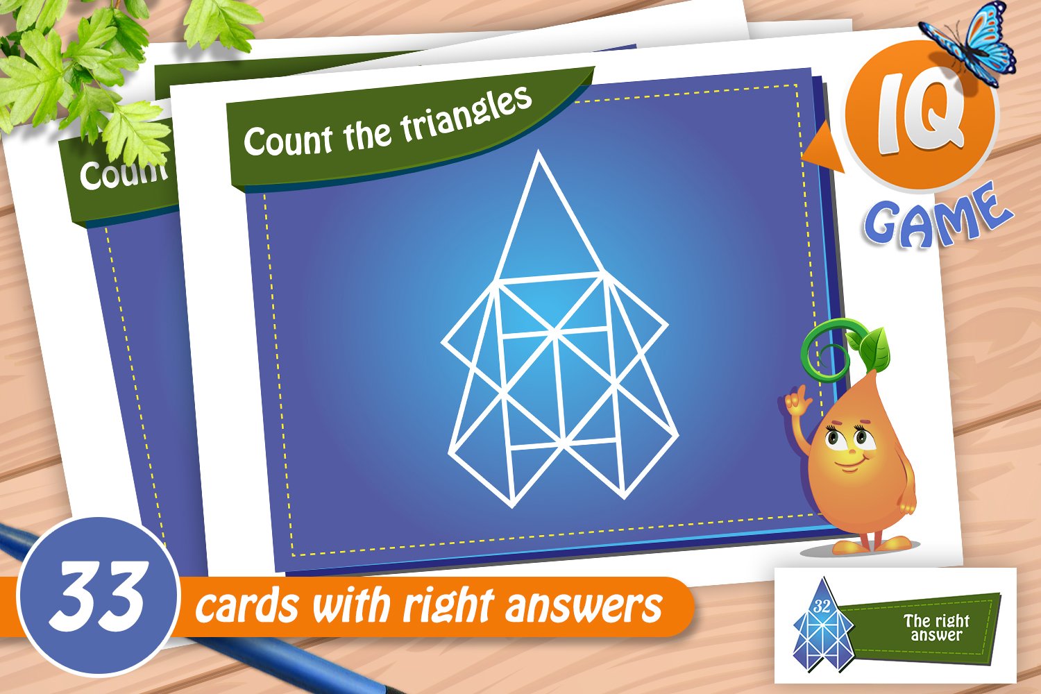 brainteaser, count the triangles, squares, rhombuses