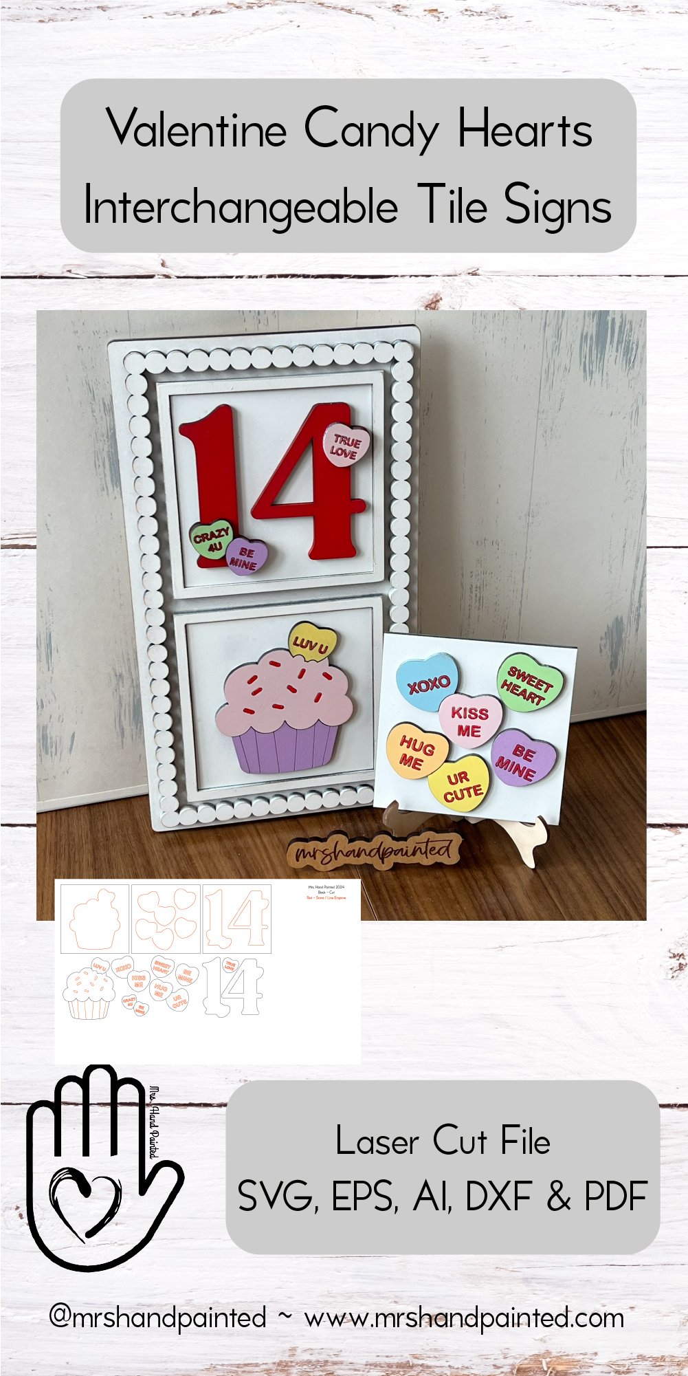 Valentine Candy Hearts Interchangeable Ladder Sign Tile