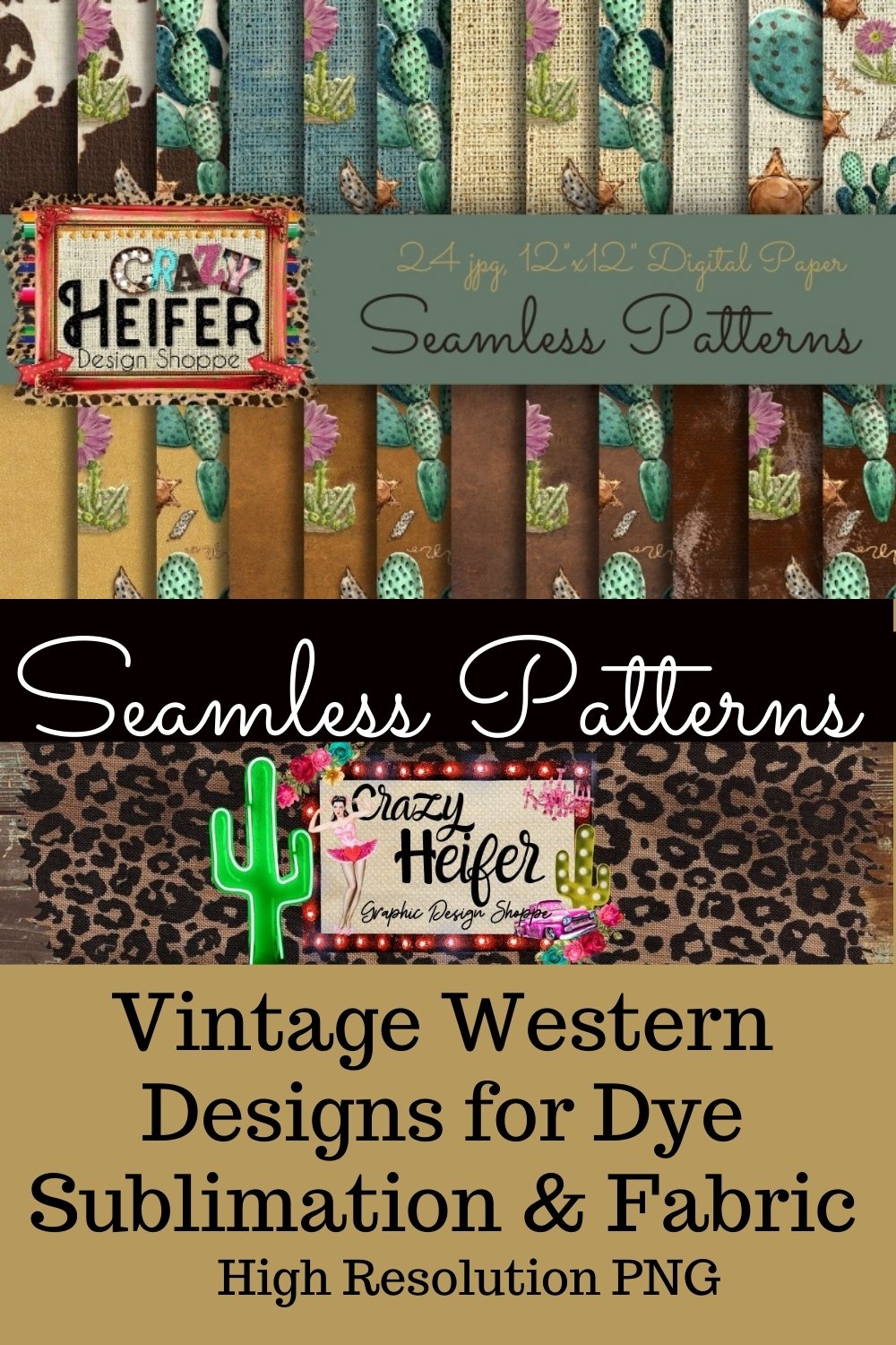 Seamless Pattern Southwestern Cactus Digital Paper fabric