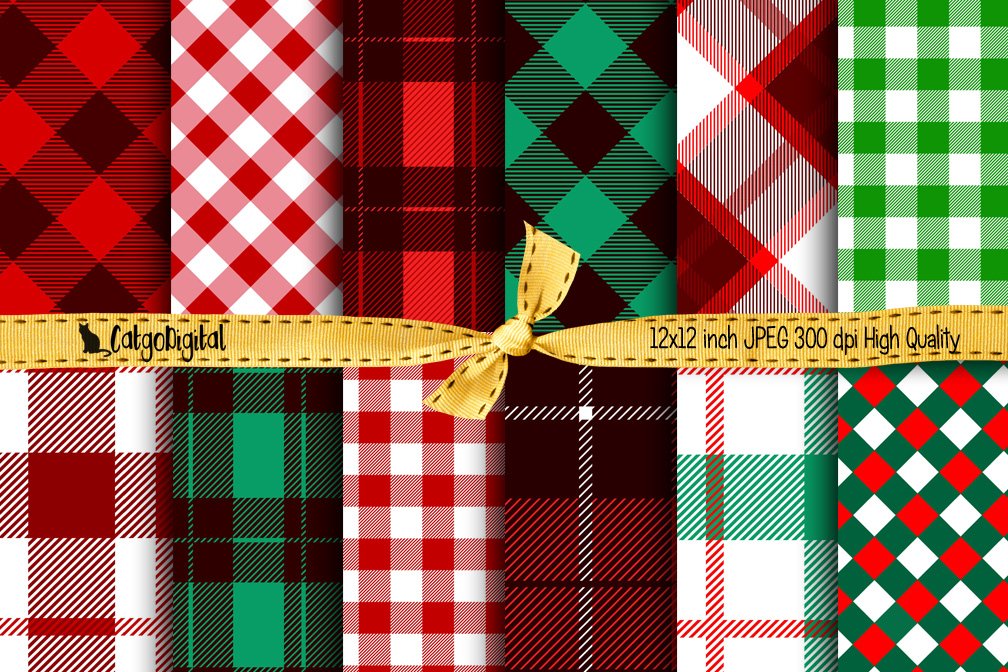 Christmas Buffalo Plaid Printable Papers