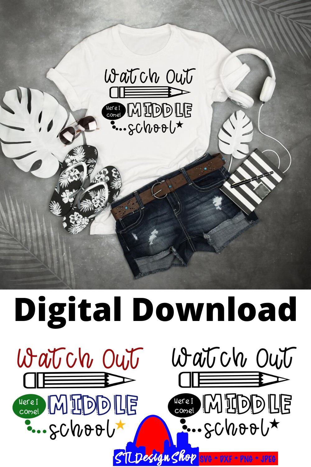 Middle School Here I Come 6th grade class svg cut file