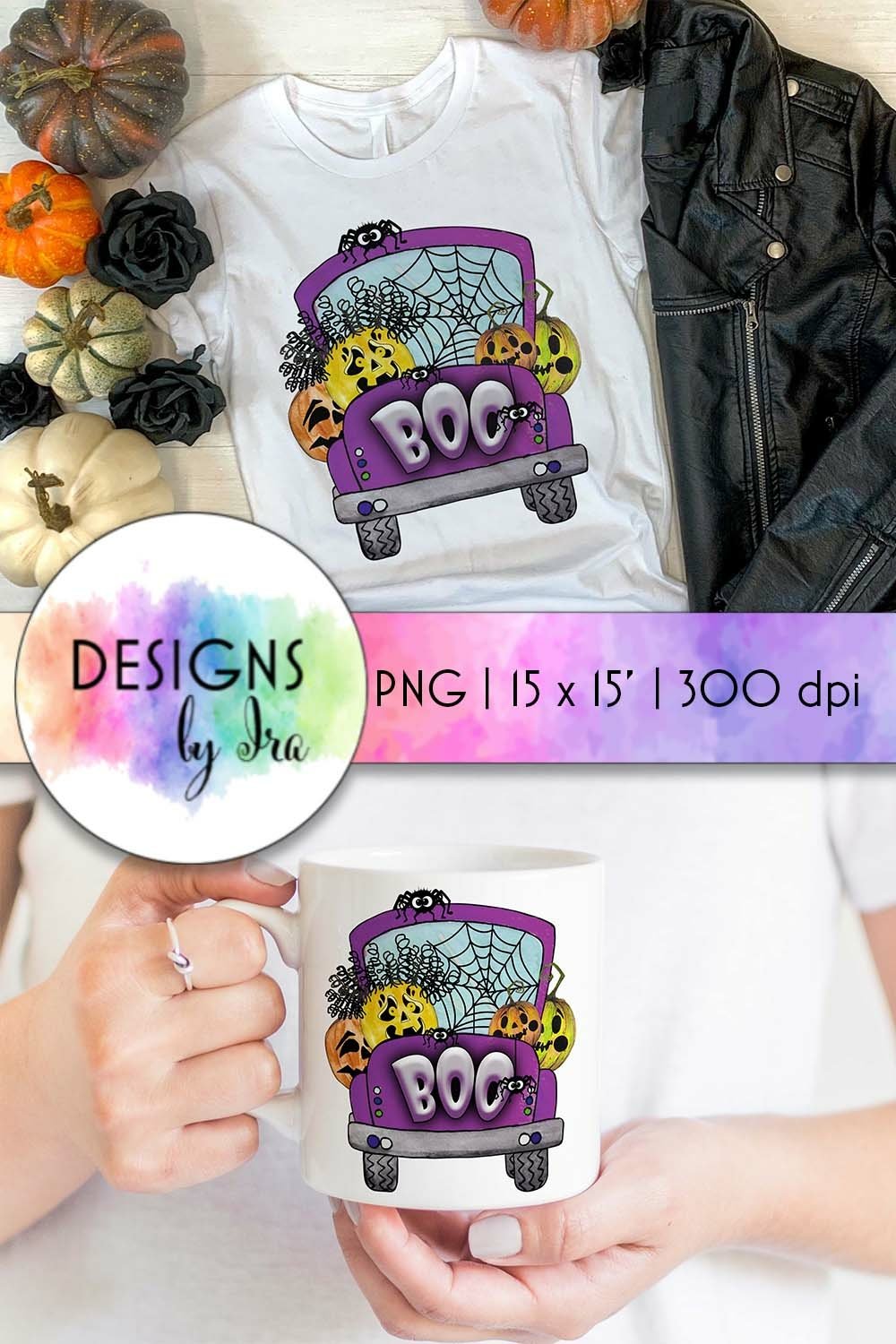 Boo Halloween Print | Halloween Truck With Creepy Pumpkin