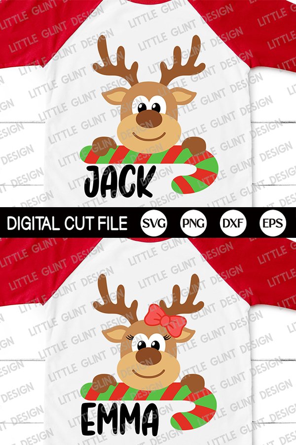 2021, Reindeer Christmas Monogram SVG Bundle, Boy and Girl