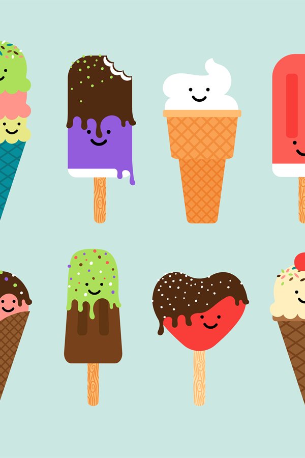 Ice cream flat cute icons