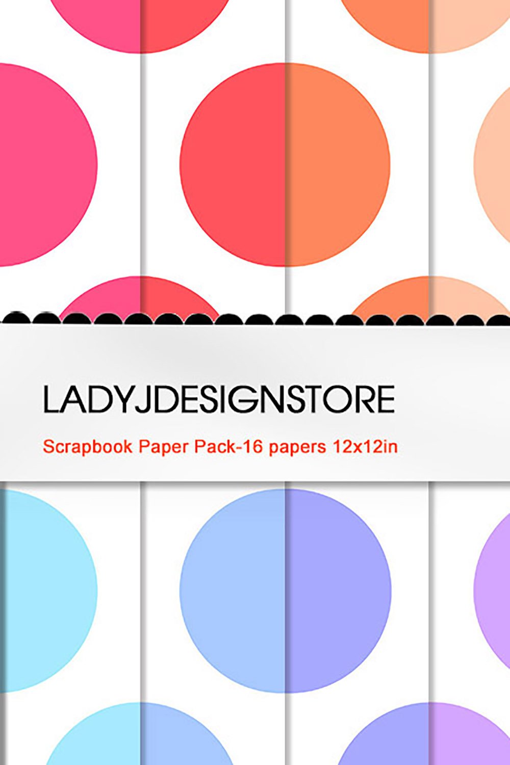 Digital Scrapbook Paper Pack - Rainbow Big Pastel Polka