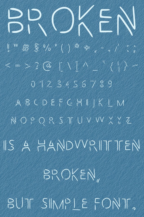Broken handwritten font in ttf, otf