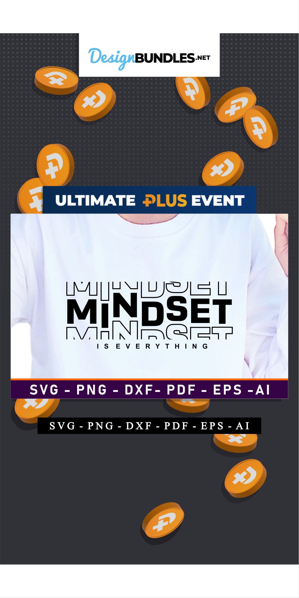Mindset is Everything Stacked SVG, Inspiration SVG Cut File