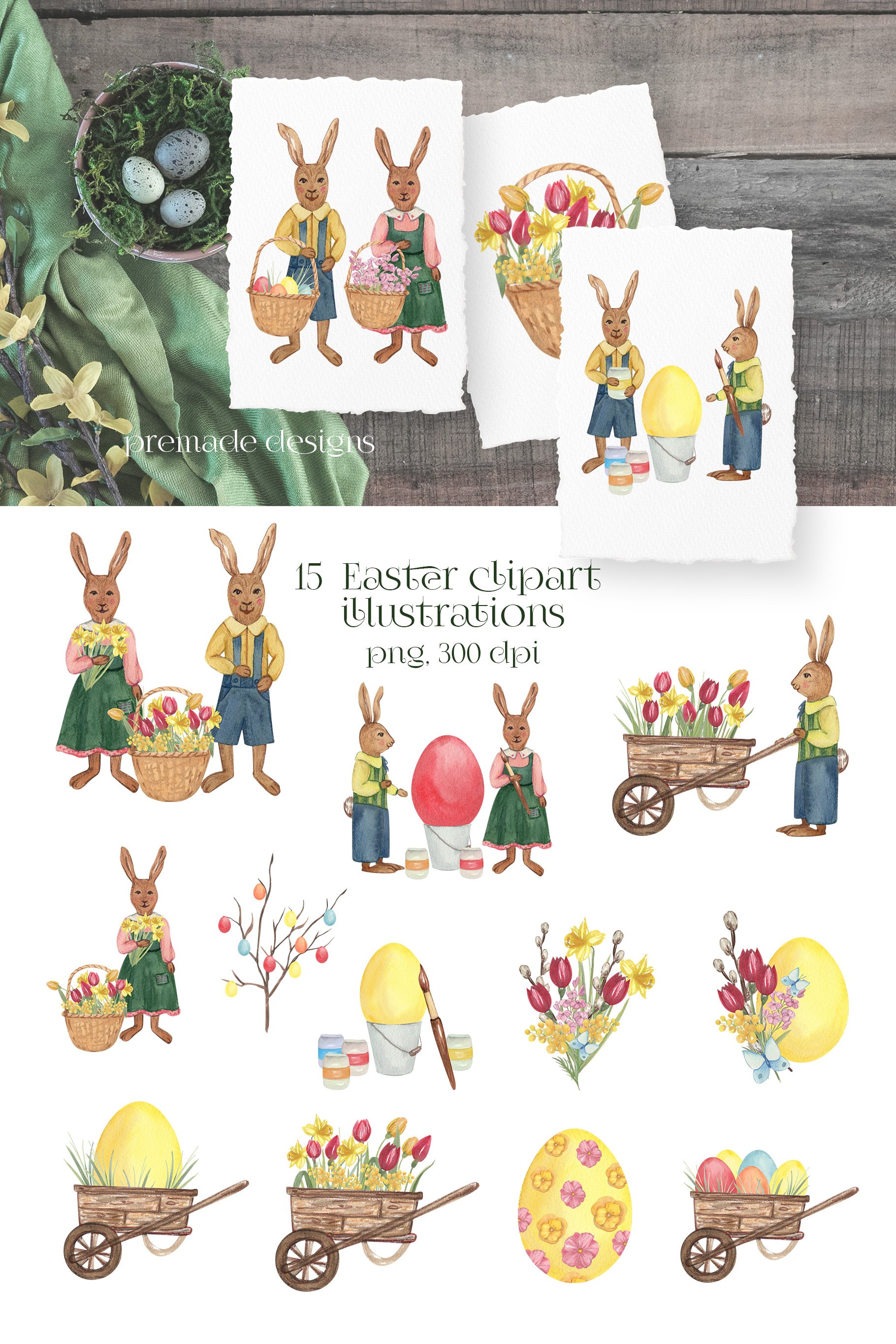 Vintage Easter Bunnies Clipart