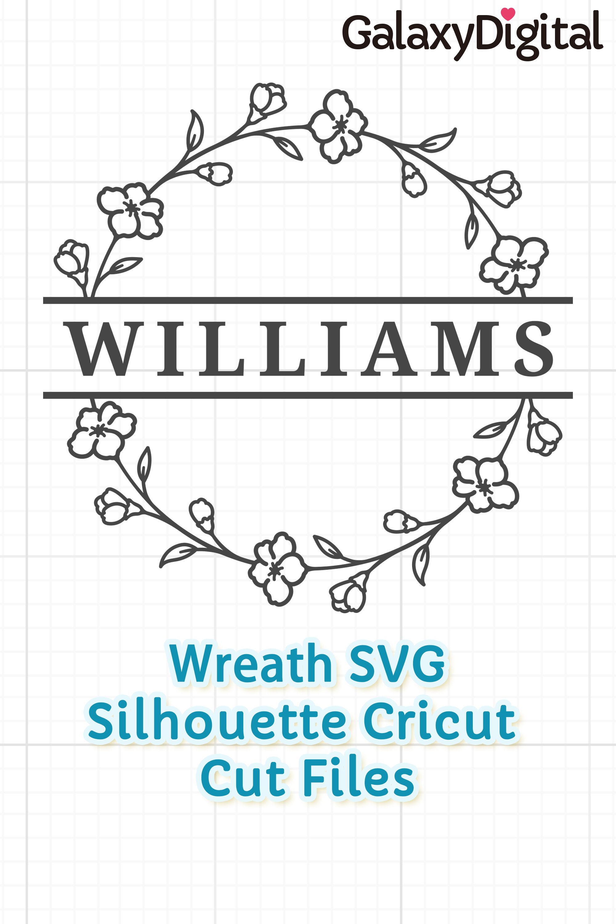 Split Flower Wreath SVG, Flower Wedding Wreath SVG - 103305