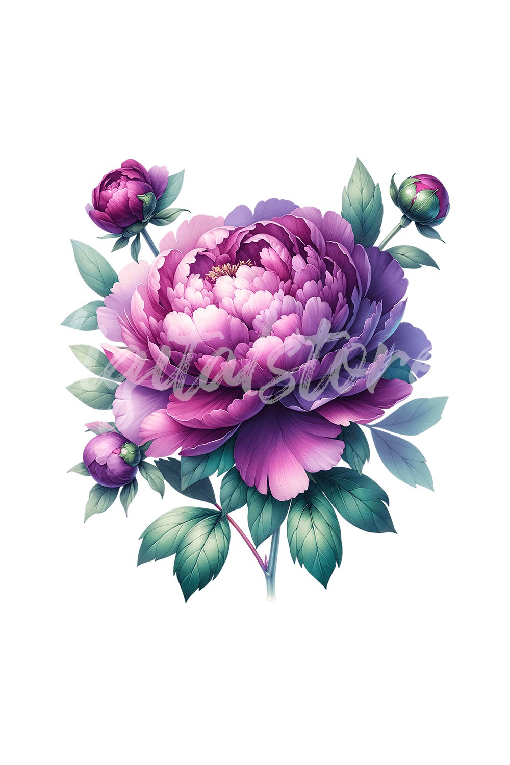 Peony Floral Clipart Sublimation Design (3753825)