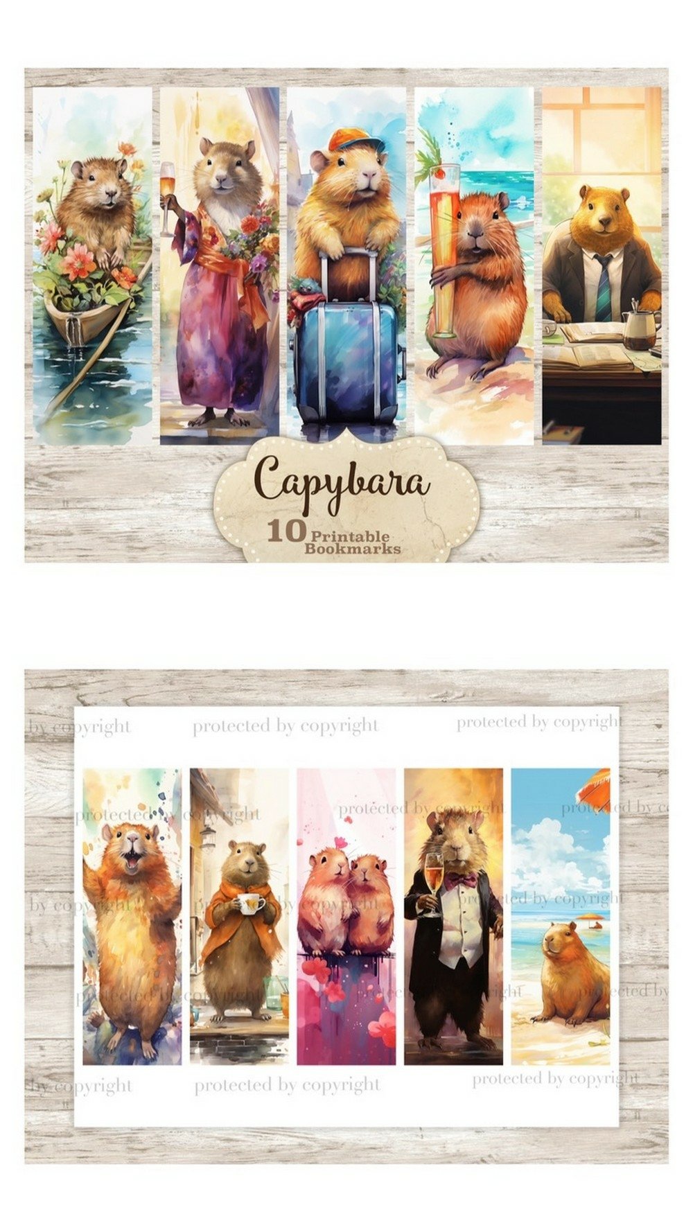 Capybara Bookmarks Printable | Bookmarks Digital