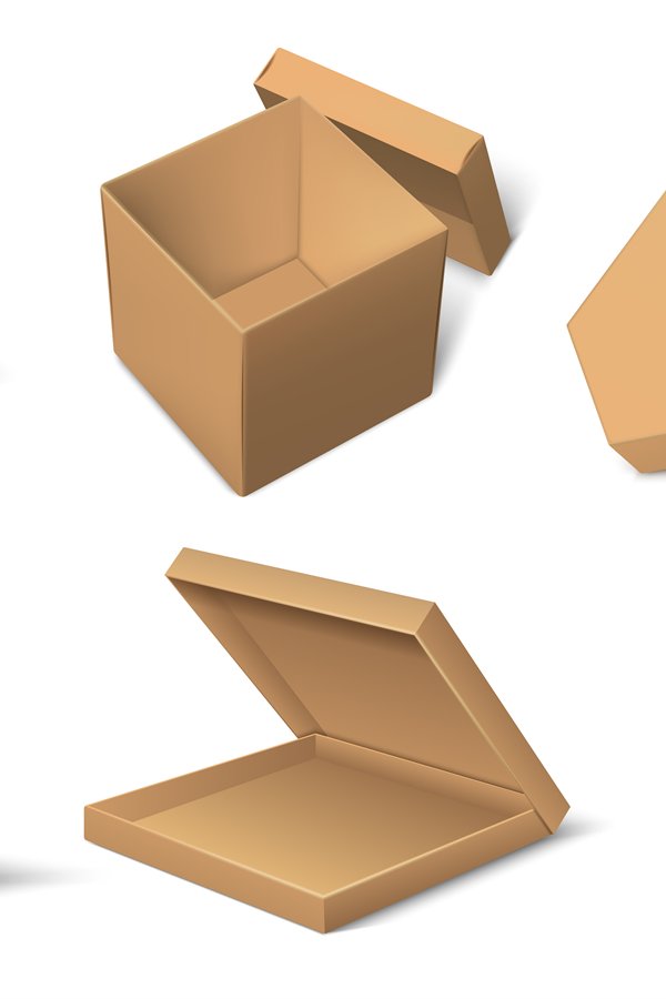 Carton package. Realistic cardboard product package mockup f