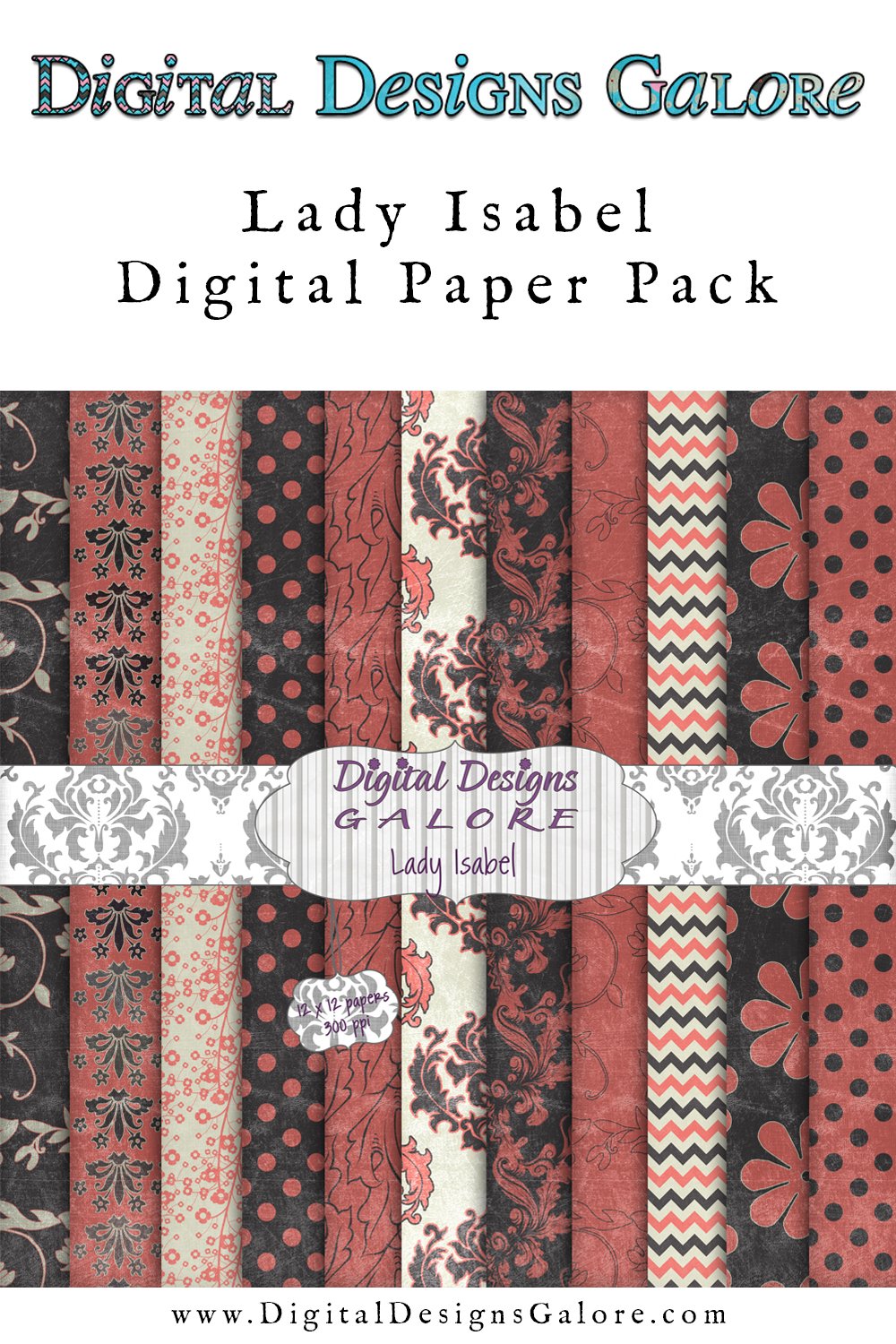 Lady Isabel Digital Paper Pack |11 Digital Craft Papers