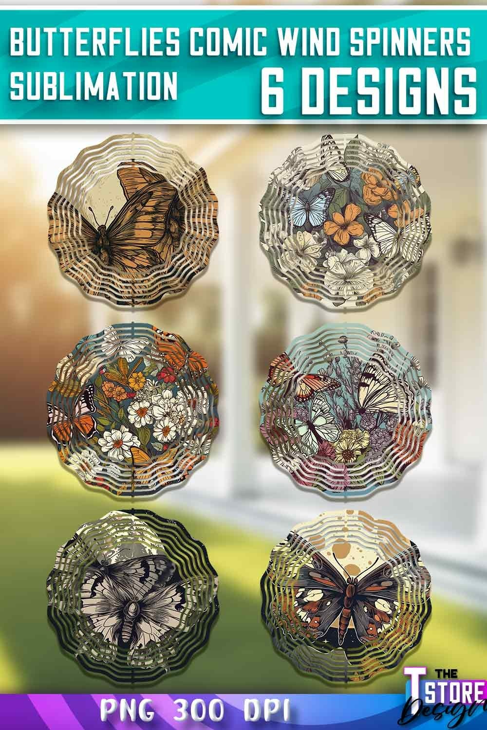 Butterflies Comic Wind Spinners Sublimation | PNG (2914247)