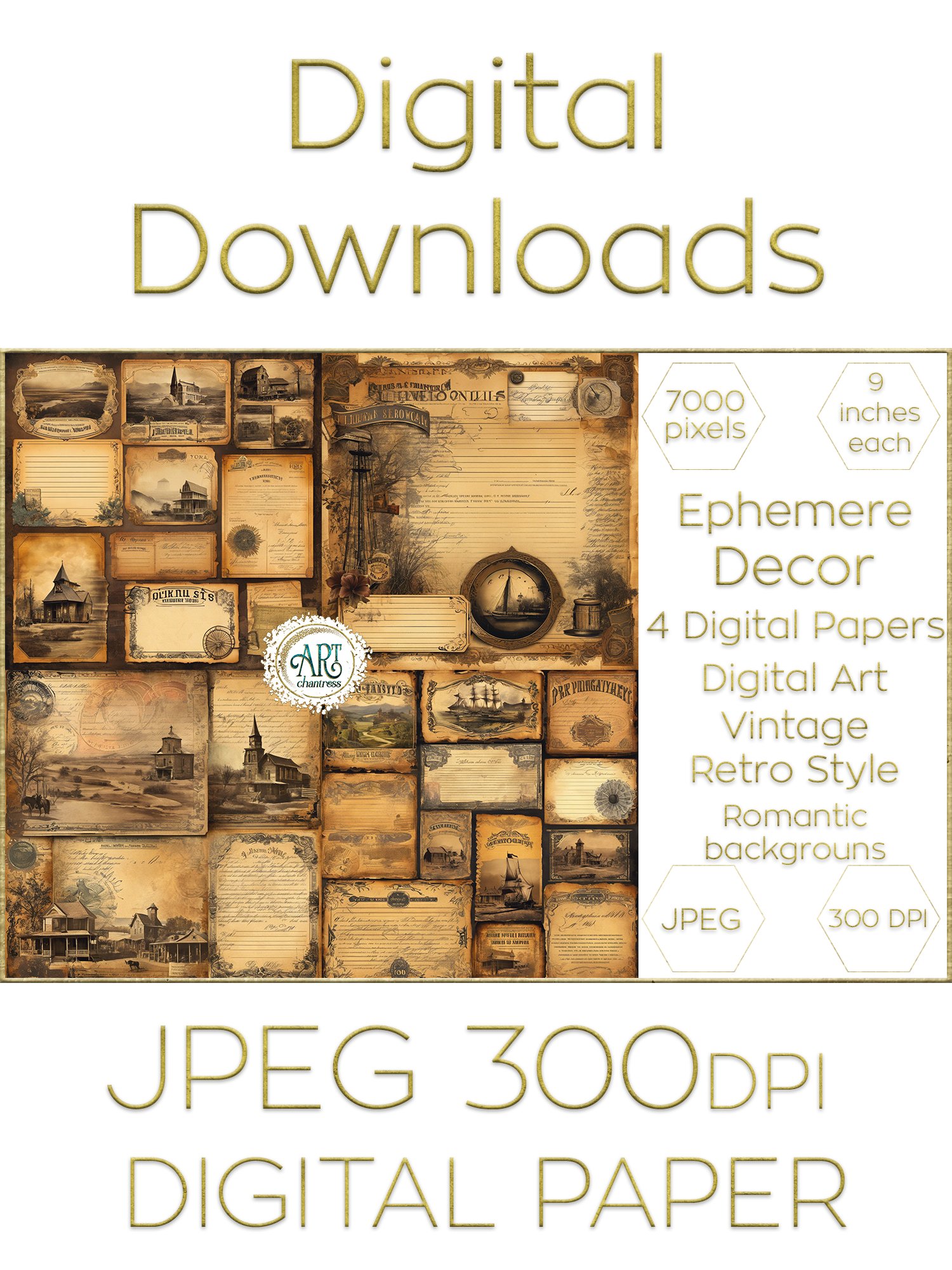 Vintage Old Newspaper Digital Paper Fantasy Retro (3611097)