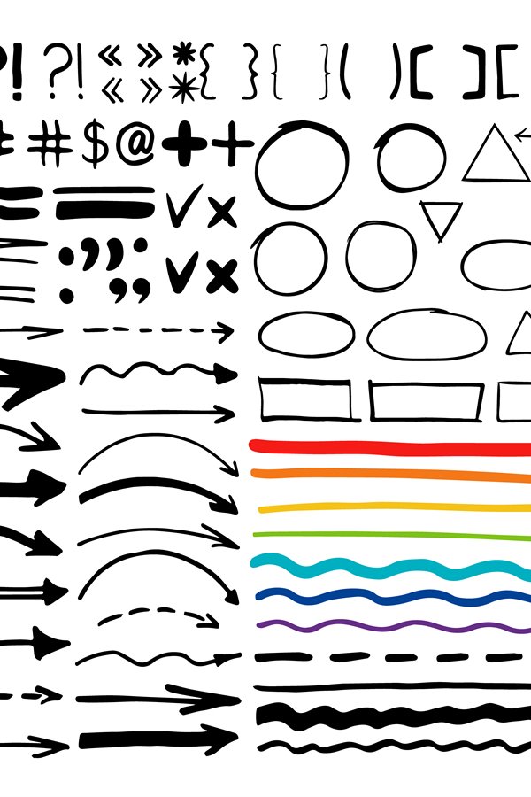 Marker pen written vector shapes