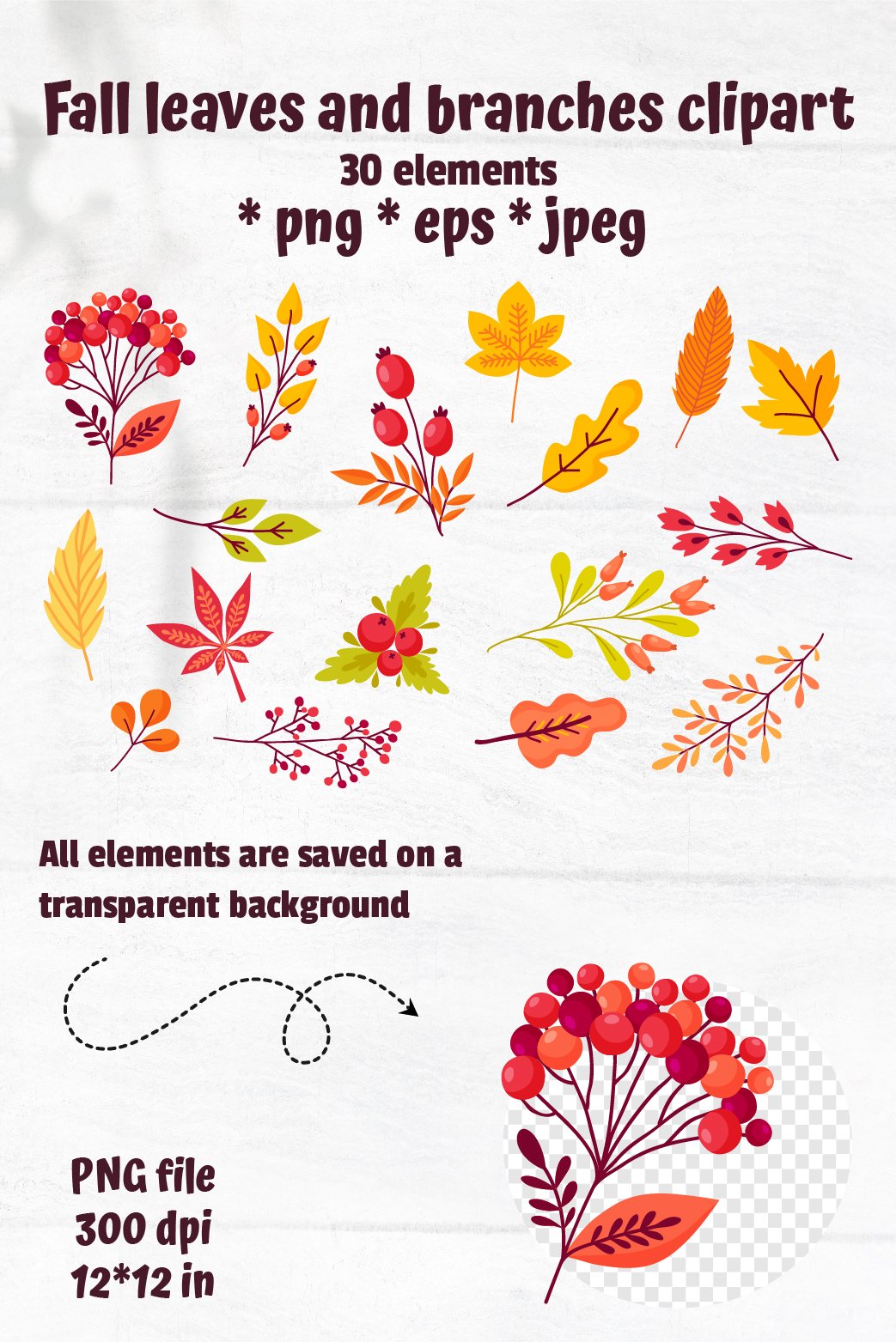 Autumn Clipart Bundle. Fall clip art png, eps. jpeg