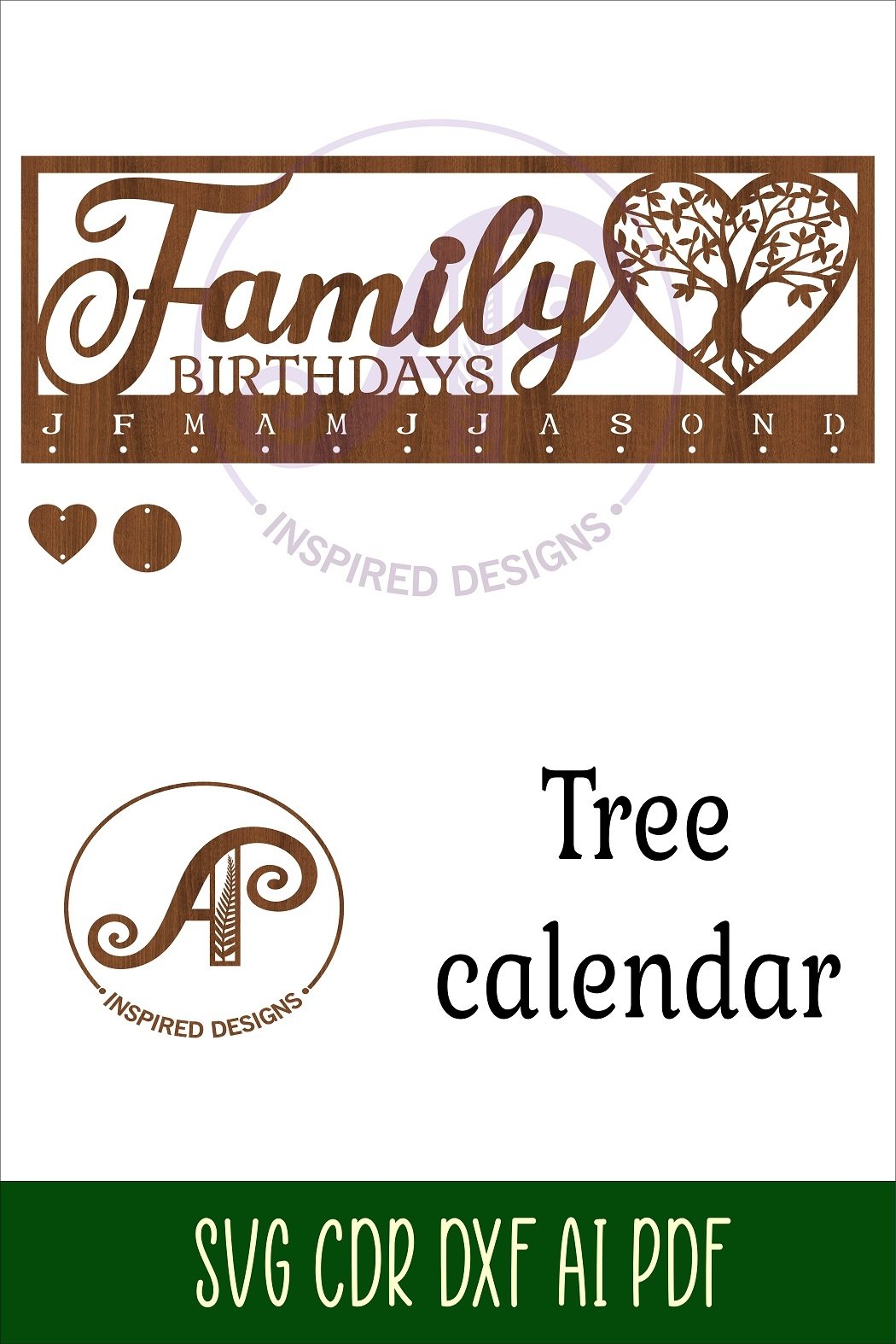 Tree birthday Calendar SVG laser cut file