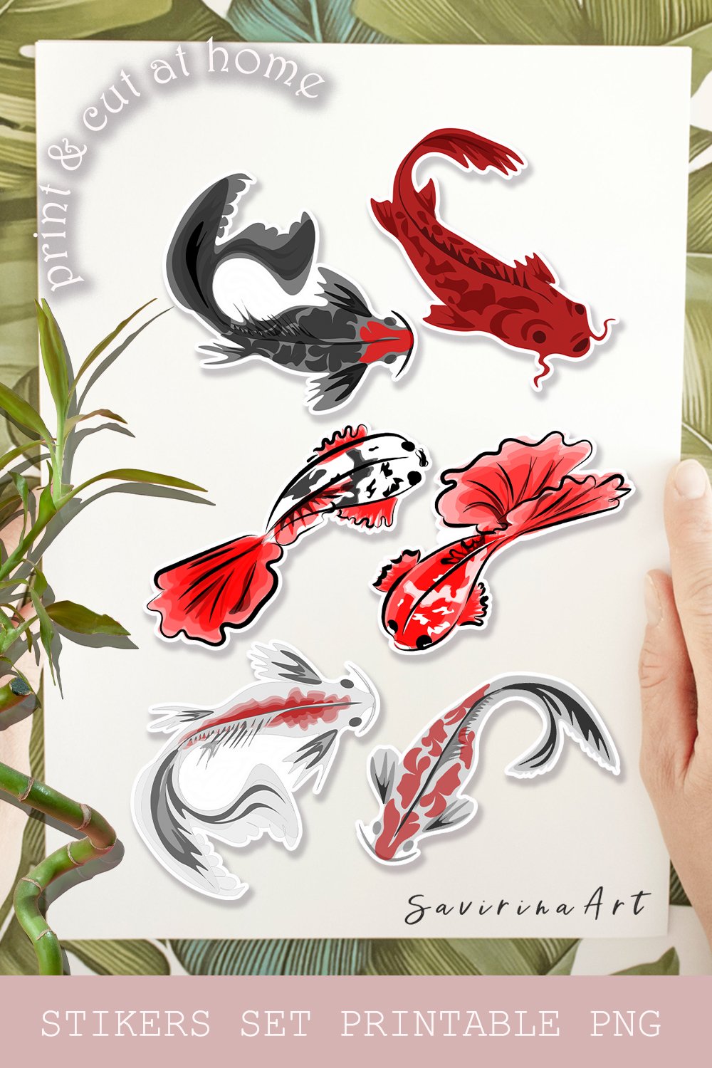 Stickers set Printable. Sticker PNG Asia Fish. (2846867)