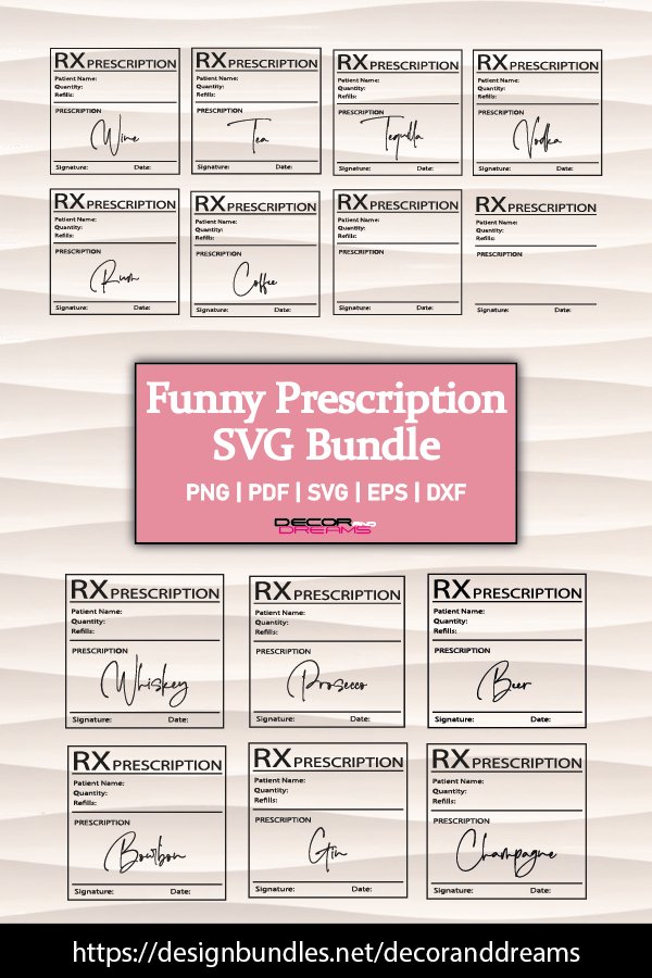Funny RX Prescription SVG Bundle, Funny Alcohol SVG