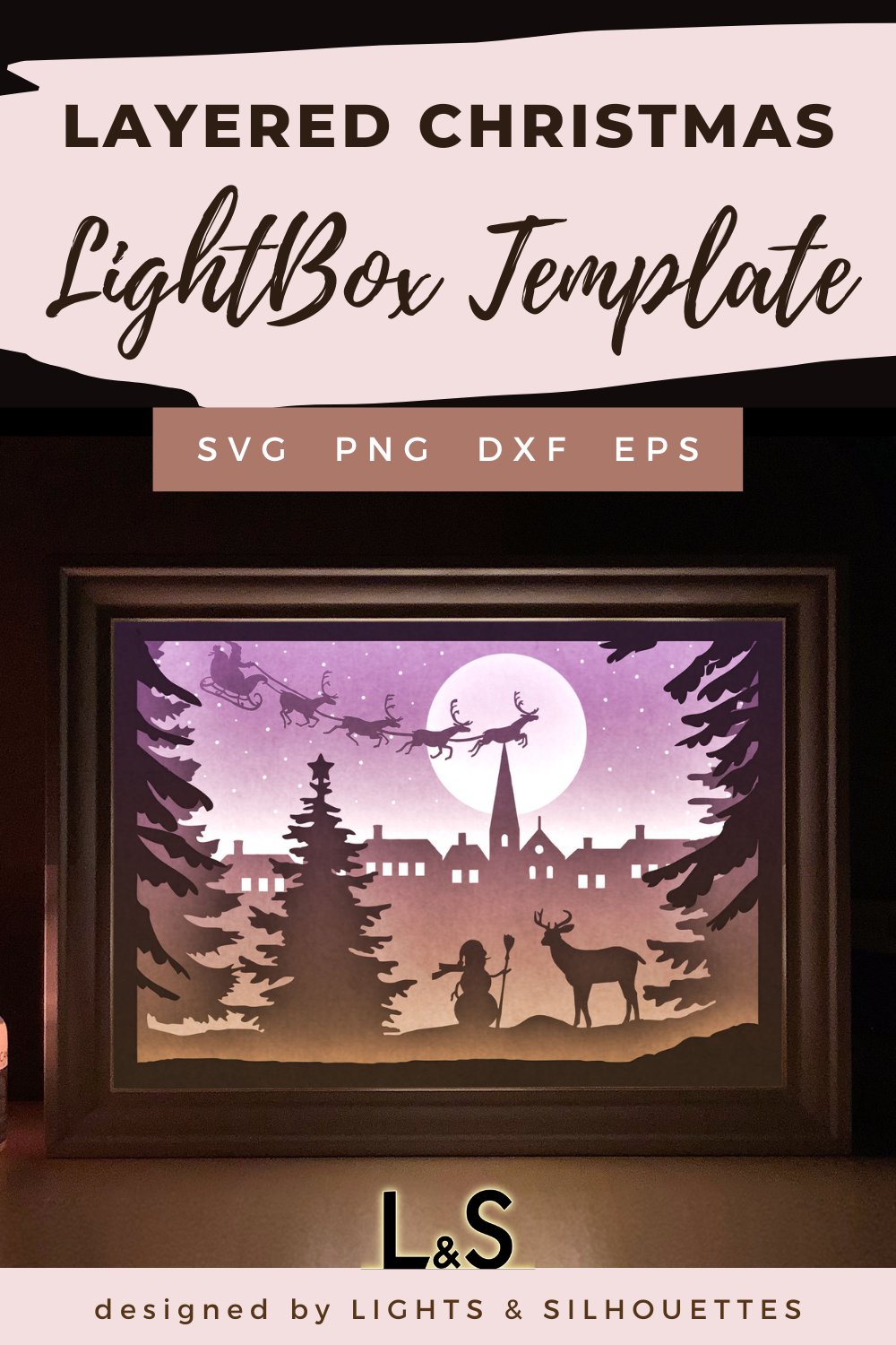 3D Christmas Shadow Box File | Layered Christmas Light Box