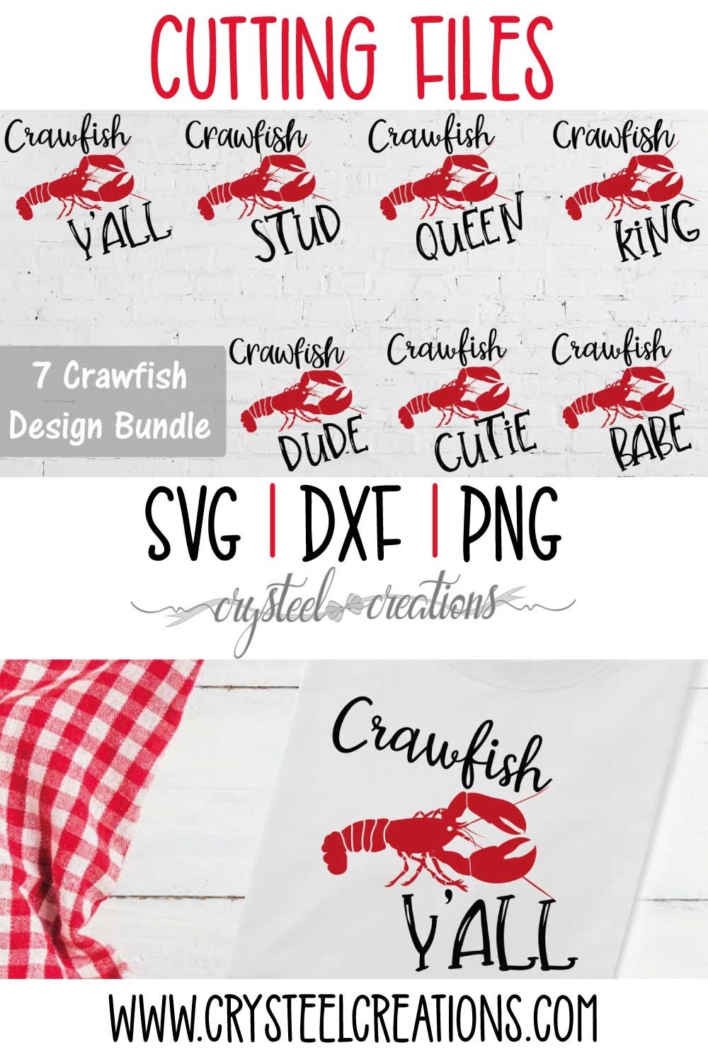 Crawfish Family Bundle SVG, DXF, PNG