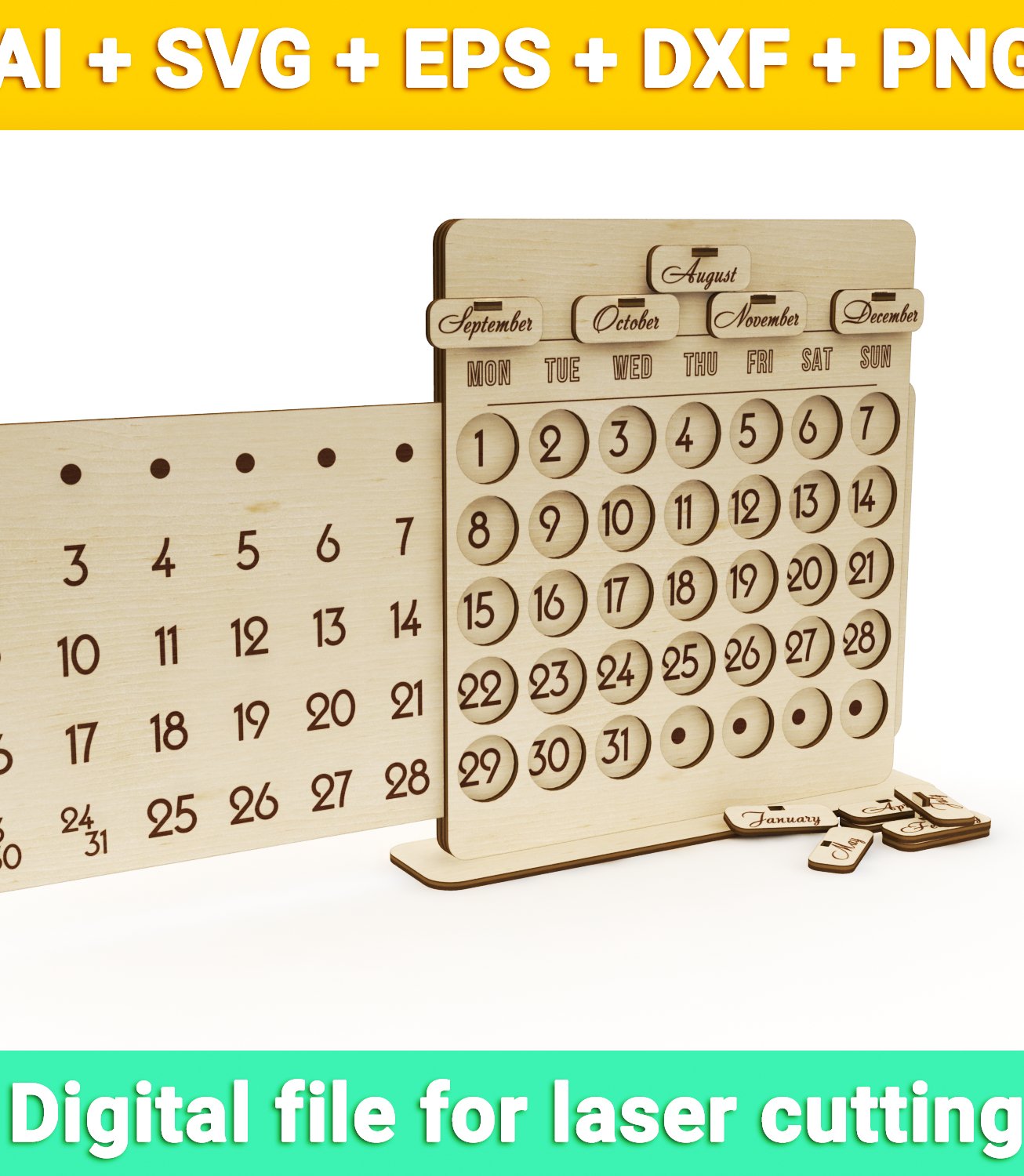 Perpetual calendar vector for CNC svg vector file (2175563)