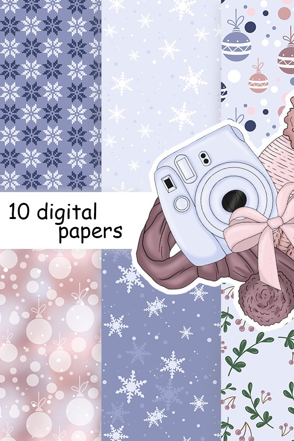 Winter Digital Paper | New Year Pattern Bundle