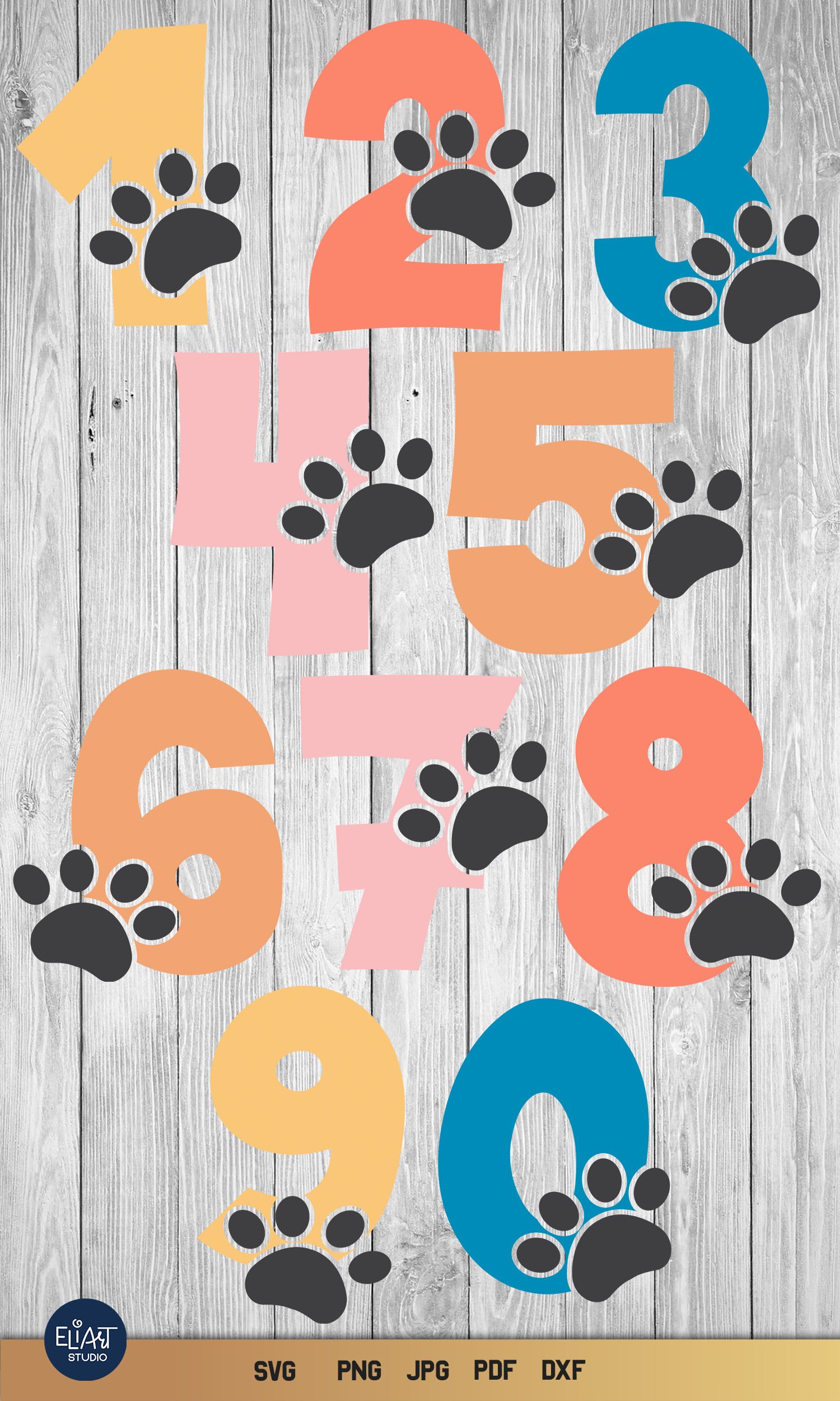Numbers SVG | Paw Print SVG Number Design