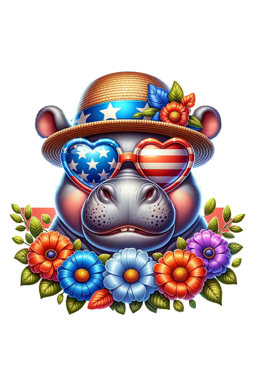 Hippo Clipart, USA Flag, Patriotic Clipart, 4th of (3678804)