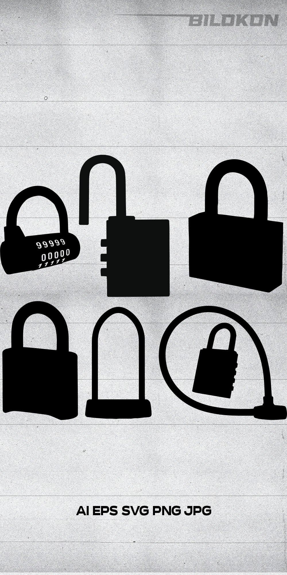 Lock silhouette set icon, SVG Vector