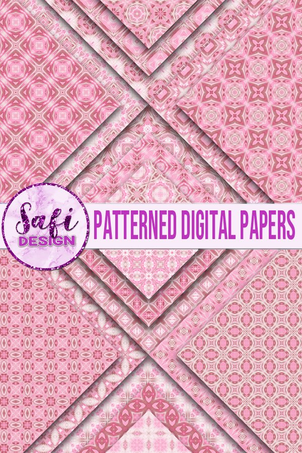 Pink and Burgundy Seamless Patterns Digital Papers